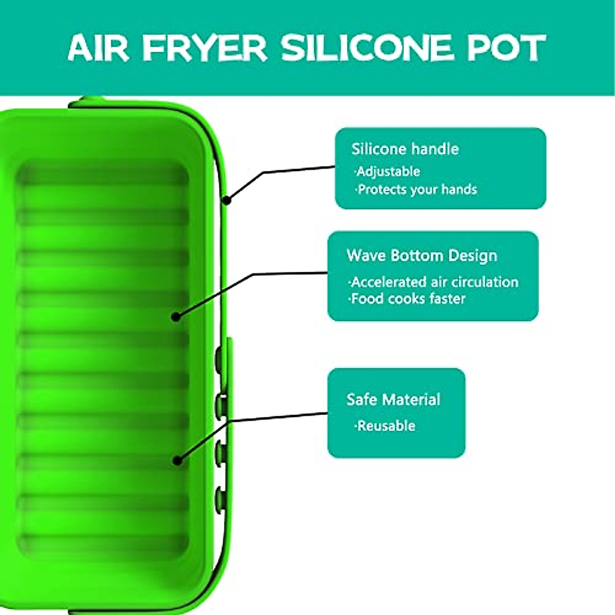 ROVANCHY 4Pcs Air fryer Air fryer liners,Silicone air fryer liners,Circular Silicone air fryer basket Air fryer silicone pot Air fryer silicone baking tray(rectangle, 2PCS GREEN+2PCS PURPLE)