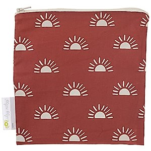 Itzy Ritzy Reusable Snack Bag – 7” x 7” BPA-Free Snack Bag is Food Safe, Washable & Ideal for Storing Snacks, Pacifiers, Electronics and Makeup in a Diaper Bag, Purse or Travel Bag, Terracotta Sunrise