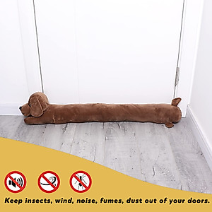 SANFERGE Dog Under Door Draft Stopper Heavy Duty, 3LB 34 Inch Decorative Fabric Door Draft Blocker, Animal Weather Stripping Sound Proof Bottom Seal, Save Energy Stopper Guard, Coffee Shar Pei