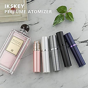 Refillable Perfume Bottle Atomizer for Travel,Portable Easy Refillable Perfume Spray Pump Empty Bottle for men and women with 5ml Mini Pocket Size (Black)