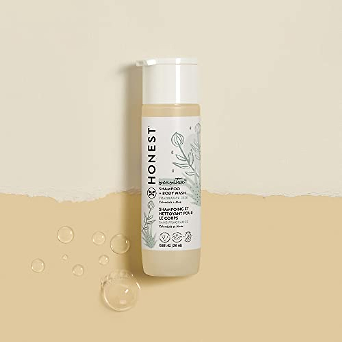 The Honest Company 2-in-1 Cleansing Shampoo + Body Wash | Gentle for Baby | Naturally Derived, Tear-free, Hypoallergenic | Fragrance Free Sensitive, 10 fl oz