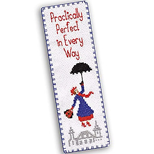 Mary Poppins Cross Stitch Bookmark Kit - DIY Embroidery Gift for Booklovers