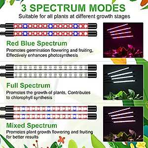 ZDMATHE 120W LEDs Plant Grow Lights for Indoor Plants Growing, Height Adjustable Full Spectrum LED Grow Lights for Seed Starting - 4/8/12H Timer, 3 Switch Modes, 10 Dimmable Brightness