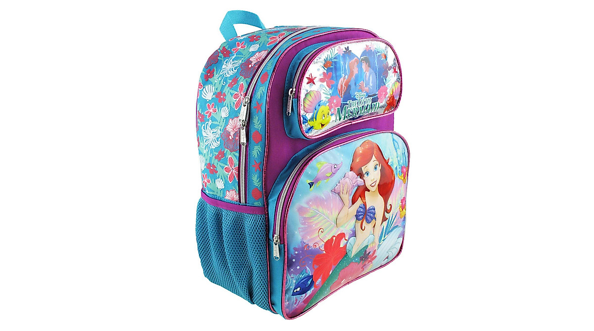 Disney Ariel Little Mermaid Backpack - 16 Inch School Bag for Kids