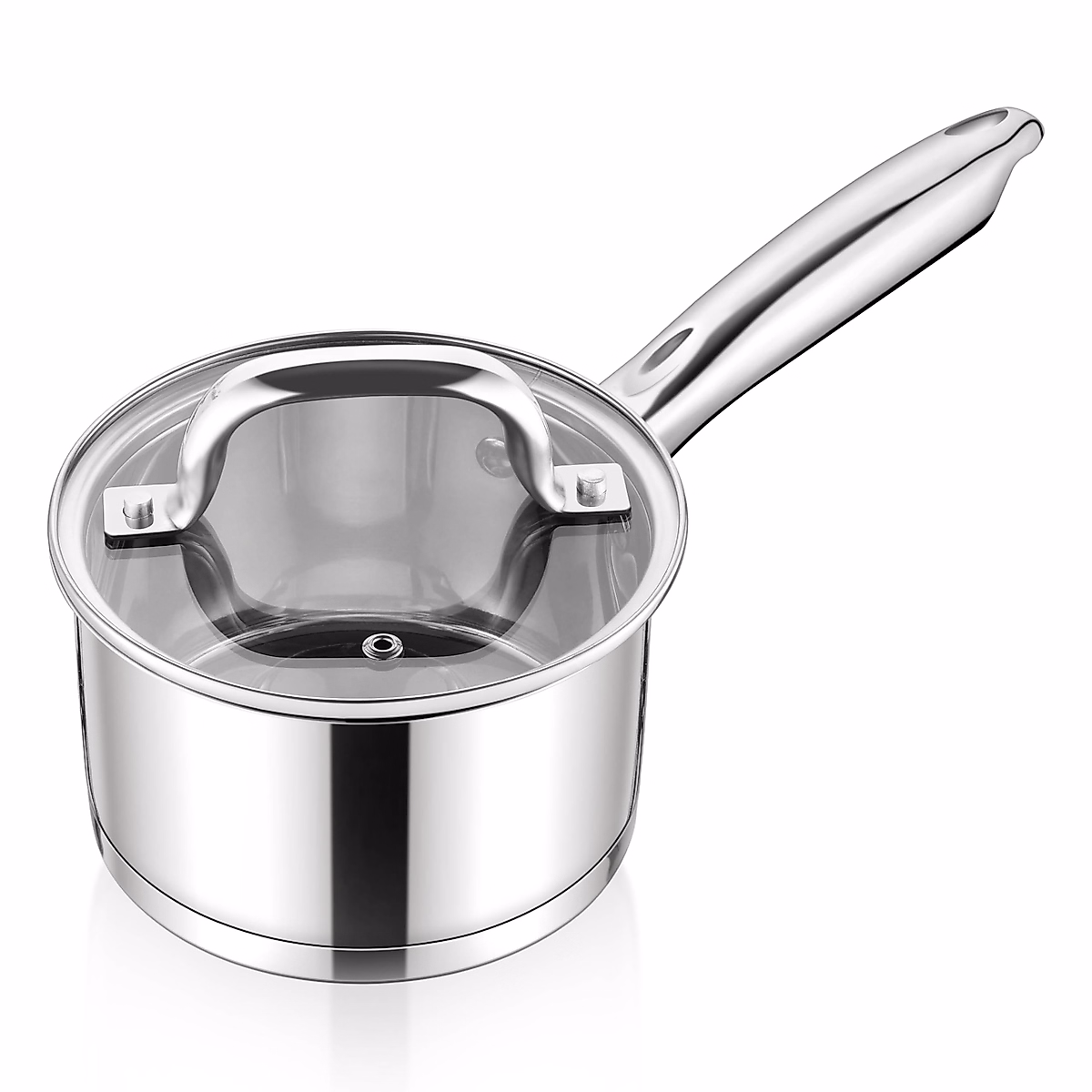 E-far Stainless Steel Saucepan with Lid, 1 Quart Small Sauce Pan Induction Pot for Cooking, Boiling, Compatible with All Stoves, Healthy & Non Toxic, Oven & Dishwasher Safe