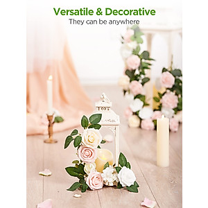 InnoGear Artificial Roses Flowers, 50 Pcs White Fake Roses for Decoration DIY Wedding Bouquets Centerpieces Bridal Shower Party Valentine's Day Christmas Xmas