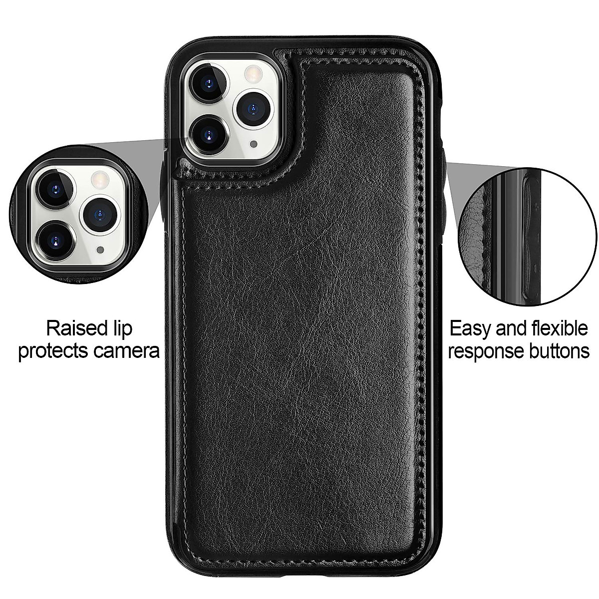 HianDier Wallet Case for iPhone 11 Pro Max Case Slim Protective Case with Credit Card Slot Holder Flip Folio Soft PU Leather Magnetic Closure Cover for 2019 iPhone 11 Pro Max 6.5 Inches, Black