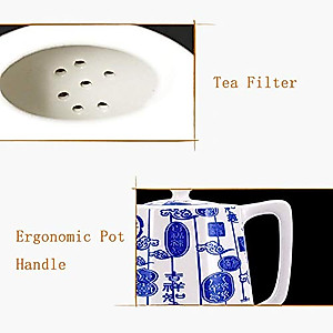 Hokcus 2L Electric Ceramic Kettle Teapot-Retro Stainless Steel Jug,Bpa-Free,Automatic Power Off Fast Boiling 1000W Removable Base,Boil Dry Protection/Blue/Red