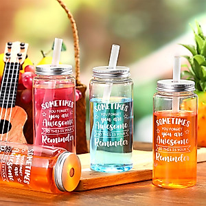 Pickmesh 24 Pcs Employee Appreciation Gifts Bulk Plastic Cups with Lids and Straws 13.5 oz Inspirational Reusable Coffee Cups Christmas Thank You Tumblers with Lids Straws for Staff Coworker Teacher