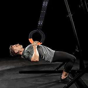 Teamaze Gymnastic Rings with 15 FT Adjustable Straps Non-Slip Gymnastics Rings Pull Up Workout Rings for Home Gym Exercise, Training (Orange)