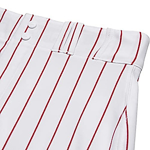 CHAMPRO Men' Triple Crown Knicker Style Baseball Pants with Knit-in Pinstripes and Reinforced Sliding Areas White,scarlet ,Large