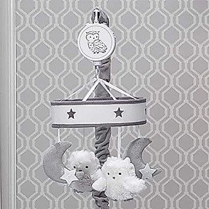 Lambs & Ivy Luna Gray/White Owls and Moons Musical Baby Crib Mobile, 1 Count (Pack of 1)