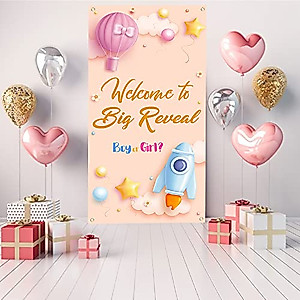 Labakita Baby Gender Reveal Door Banner, Welcome to Big Reveal Door Cover, Gender Reveal Decorations for Baby Boys / Girls, Baby Shower Boy or Girl Welcome Baby Party Decor