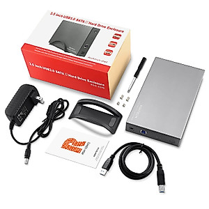 Hard Drive Enclosure RSHTECH USB 3.0 to SATA Aluminum External Hard Drive Dock Case for 3.5 inch HDD SSD up to 16TB Drives, Support UASP (RSH-339)