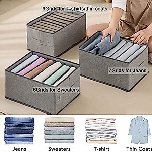 CSKB Wardrobe Clothes Organizer,5Pcs Drawer Organizers for Clothing, 6/7/9 Grids Stackable Dividers Closet Drawer Organizer with Built-in PP Board for Clothing Jeans,Pants, Sweaters,Hoodies