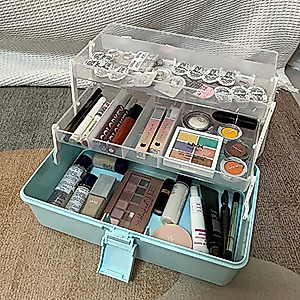 crysting 13 Inch Sewing Box Three Layers, Plastic Craft Organizers and Storage, Multifunction Craft Box/Organizer Box/First Aid Box/Medicine Box/Tool Organizers and Storage with Lids
