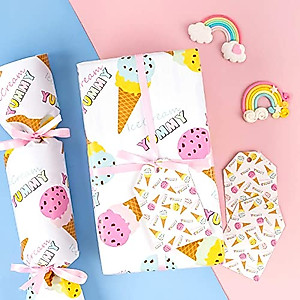 MAYPLUSS Wrapping Paper Sheet Set - Folded Flat - 3 Large Sheets with 3 Gift Tags - Summer Design(22.6 sq.ft.TTL) - 27.5 inch X 39.4 inch Per Sheet