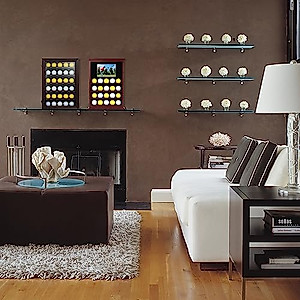 ASmileIndeep Golf Ball Display Case for 30 Golf Balls, Solid Wood Golf Ball Holder Wall Mount with HD Tempered Glass Door, Golf Ball Rack for Golf Enthusiasts