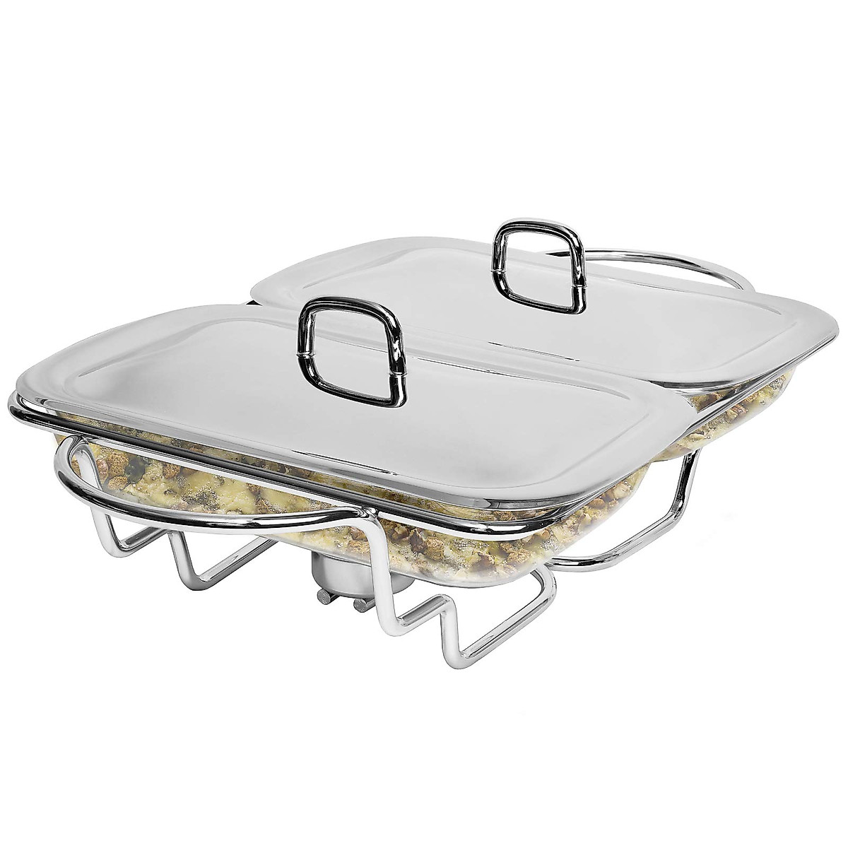 Galashield Chafing Dish Buffet Set Warming Tray with Lids Stainless Steel with 2 Oven Safe Glass Dishes Buffet Servers (1.5-Quart Each Tray)