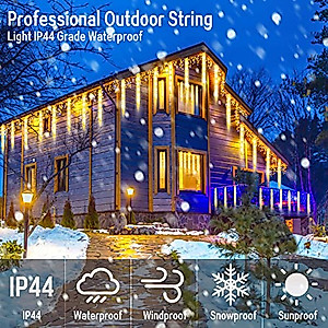 Fnwsja Meteor Shower Lights 4In/10CM 18 Tubes 360 LED Christmas Tree String Lights Falling Rain Fairy Lights for Holiday Tree Decorating Xmas Garden Home Yard Patio Wedding Party Decor (Warm White)