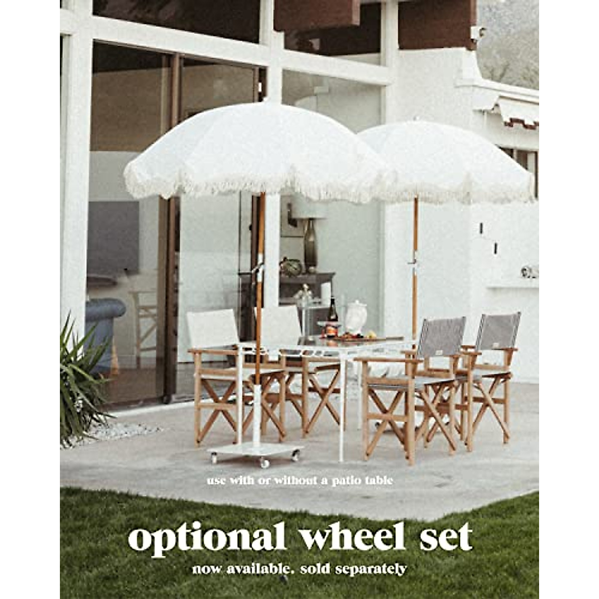 Business & Pleasure Co. Classic Patio Umbrella Base - Fits up to 6' Patio & Beach Umbrellas - Heavy Duty Square Metal Umbrella Stand Outdoor Base - White, 35 lbs