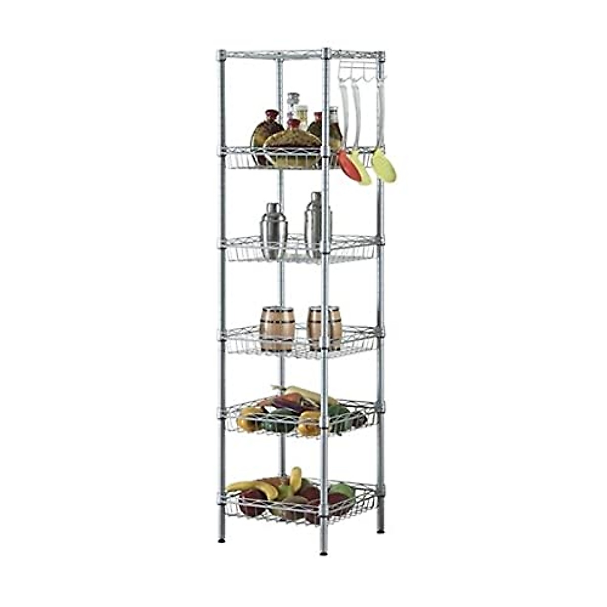 Cages 6-Shelf Wire Shelving Units Heavy Duty Metal Shelf Wire Rack with Leveling Feet Adjustable Utility Storage Shelves for Garage Kitchen Living Room Bathroom 13.38" L x 13.38" W x 63" H