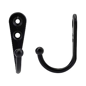 Tebery 50 Pack Wall Mounted Coat Hook Robe Hooks Black Rustic Hooks with Screws for Bath Kitchen Garage