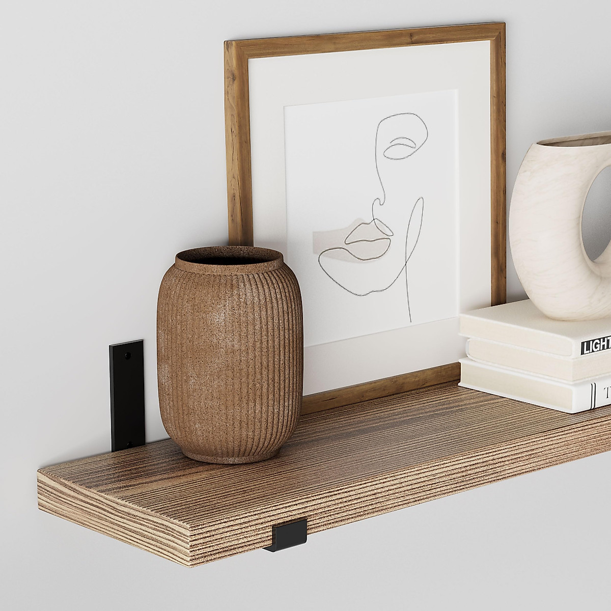 Wallniture Forte 48"x9.25" Floating Shelves for Wall Storage, Wall Bookshelf Living Room, Kitchen Floating Shelf, Wall Shelves for Bedroom, Home Office, Burnt, Wood