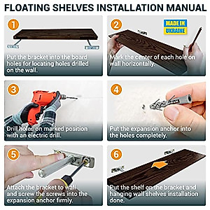 Wood Floating Shelves Set of 2-Rustic Shelf 24 inch Wide Wooden Wall Shelves for Living Room Bedroom Kitchen Bathroom Farmhouse Brown Color 24"x6.5"