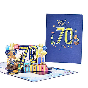 UVATAHONA 70th Greeting Birthday Cards, Pop Up Happy 70th Birthday Card for Him or Her, Cheers 70 Years Old Birthday Cards Best for Husband, Wife, Mom, Dad, Sister, Brother, Friend