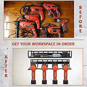 Butizone Power Tool Organizer, Wall Mounted Drill Storage Rack for Handheld & Power Tools, Heavy Duty Compact Steel Power Tool Holder, 17" Length