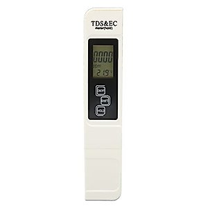 FECAMOS Water Testing Pen, Temperature Compensation Compact Portable Horizontal Display Water Tester Backlight Function White for Hydroponics