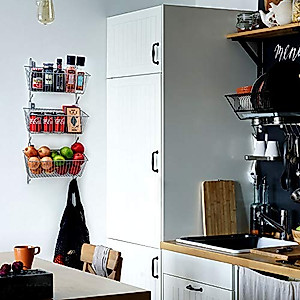 EZOWare 3 Tier Over the Door Rack / Wall Mount Storage Organizer Baskets, Hanging Shelves Set for Kitchen Bathroom Closet