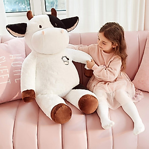 IKASA Giant Cow Stuffed Animal, 30 Inches Big Cow Plush Toy,Large Cute Jumbo Soft Toys,Huge Big Size Fluffy Plushy Fat Plushie,Gifts for Kids
