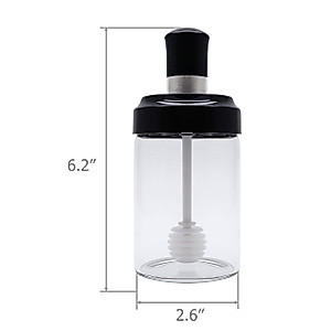 Excelity Honey Jar with Dipper and Lid Clear Glass Container for Storing and Dispensing Honey