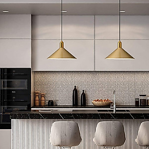 KCO Lighting Mid Century Modern Dome Pendant Light Gold and Black Barn Pendant Light Brass Cone Ceiling Pendant Light Fixture Farmhouse Kitchen Island Lighting (Gold)