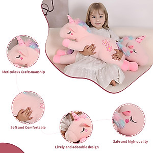 32inch Cute Giant Pink Unicorn Plush, Jumbo Soft Body Pillow Pet, Large Rainbow Unicorn Stuffed Animals Toy, Big Doll for Kids Girls and Boys Halloween, Christmas, Thanksgiving, Birthdays Gifts