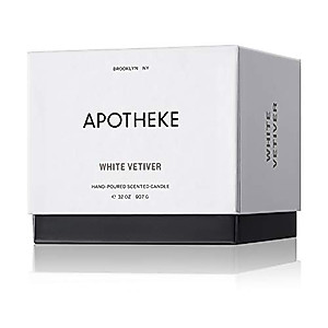 APOTHEKE Luxury Scented 3-Wick Jar Candle, White Vetiver, 32 oz - Large - Eucalyptus, Lilac, Vetiver, Amber & Cedarwood Scent, Strong Fragrance, Aromatherapy, Long Lasting, Hand Poured in USA