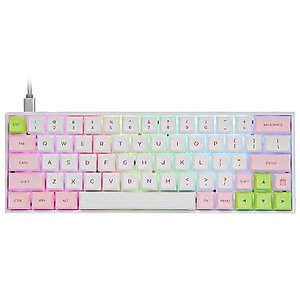 EPOMAKER SK64S Hot Swappable Bluetooth 5.1 Wireless/Wired Mechanical Keyboard with RGB Backlit, PBT Keycaps for Win/Mac/Gaming (Gateron Optical Brown, Pink White)