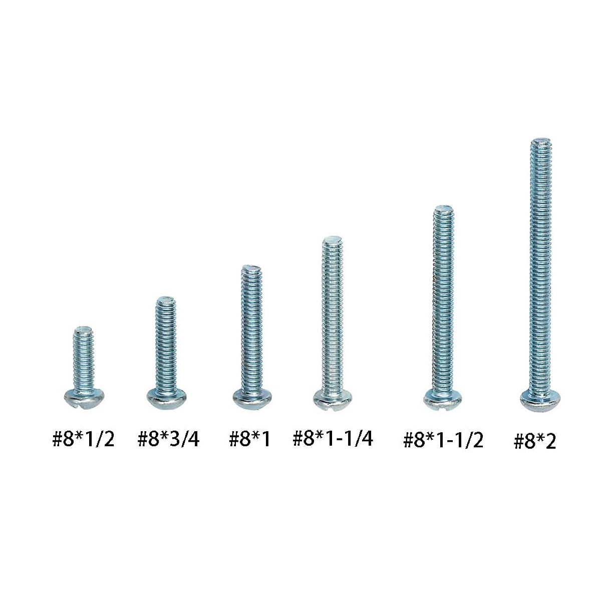 T.K.Excellent #8x1/2 to #8x2 Machine Screws Assortment Kit Electrical Outlet Screws Fully Threaded Phillips Drive, 370 Pcs
