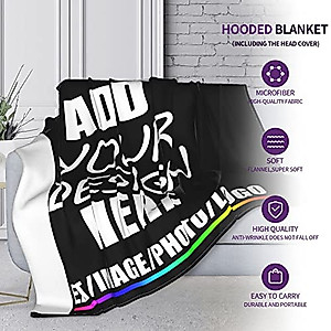 XUEBUXI Custom Hooded Blanket Personalized Wearable Blanket Add Your Own Design Photo or Text Logo Picture 3D Print Thick Flannel Throw Blankets Gifts 60"x80"
