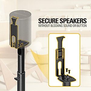 Mounting Dream Speaker Stands for Sonos Era 100, One, One SL, Play:1, Height Adjustable Up to 49.1", Set of 2 Surround Sound Speaker Stand with Cable Management, 13.2 LBS Loading MD5412