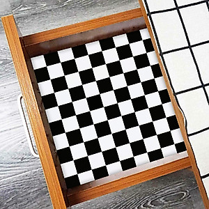 Hopepak Black and White Contact Paper Peel and Stick Wallpaper 17.7''×118" Mosaic Checkered Wallpaper Lattice Self Adhesive Removable Wallpaper for Bedroom Bathroom Cabinet Shelf Drawer Liner