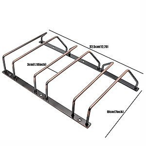 zoohot 18cm Wine Glass Rack - Under Cabinet Stemware Wine Glass Holder Glasses Storage Hanger Metal Organizer for Bar Kitchen, Copper Finish (3 Rows, 1 Pack)