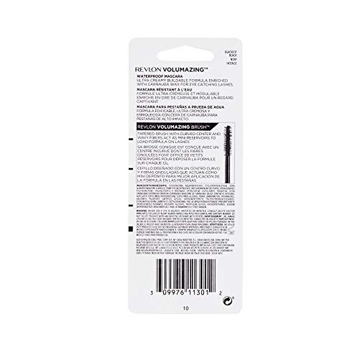 Revlon Volumazing Waterproof Mascara, Oversized Brush for Thick, Fluffy, Fanned-Out Eye Lashes, Long Lasting, Blackest Black (951), 0.3 oz