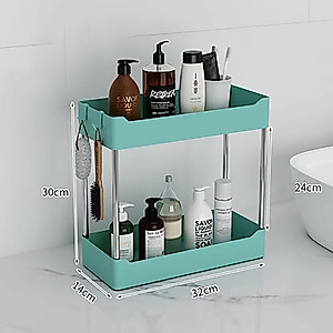 LONONE Under Cabinet Organizer Shelf 2 Tier Bathroom Organizer Under Sink Shelf Simple Trending Stackable 2-Tier Under Sink Cabinet Organizer,Green