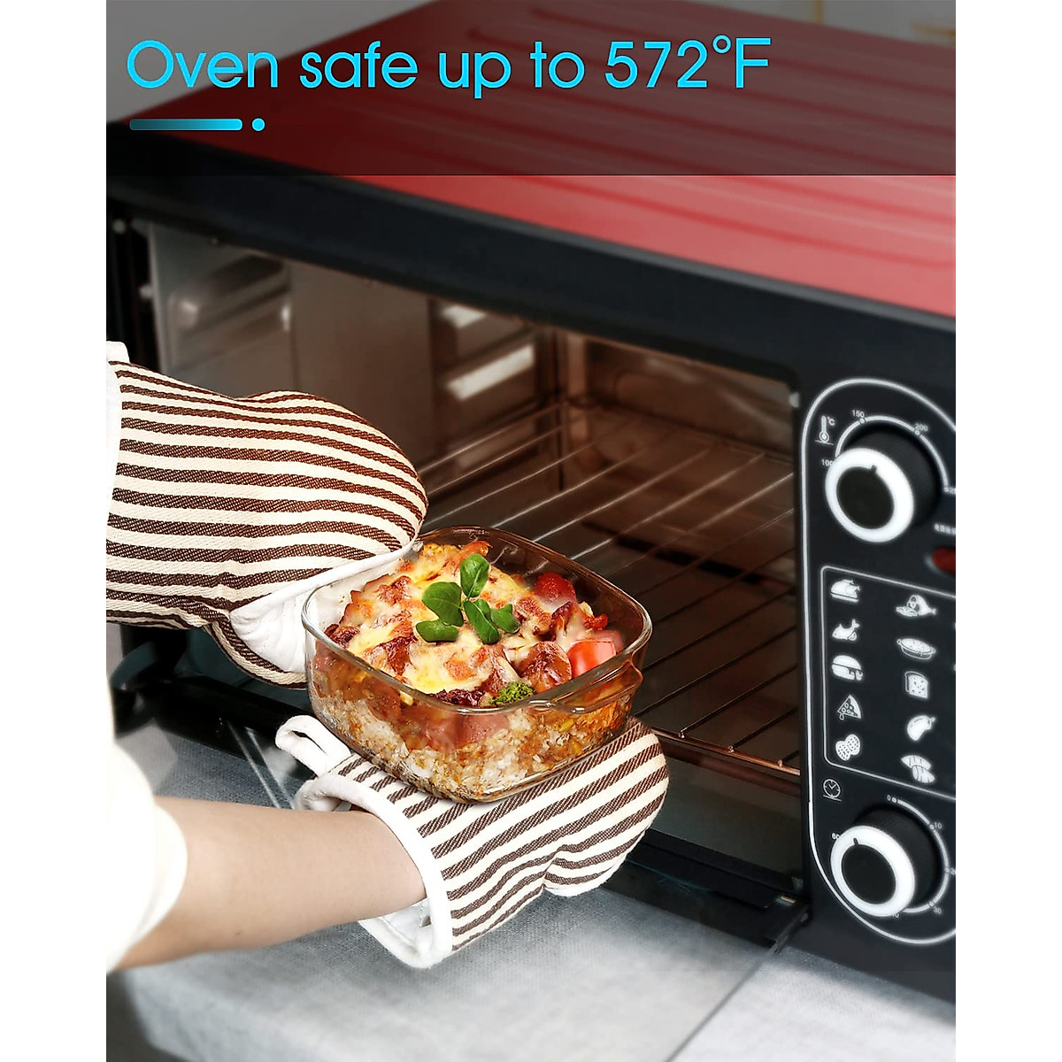 NUTRIUPS 1L Glass Casserole Dish for Oven with Lid Square Casserole Dish with Lid, Mini Glass Casserole Cookware Small Casserole Dish