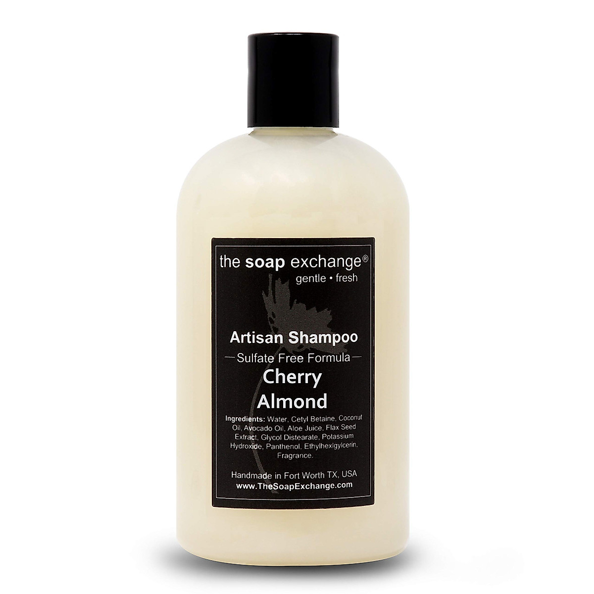 The Soap Exchange Hair Shampoo - Cherry Almond Scent - Hand Crafted 12 fl oz / 354 ml Natural Artisan Hair Care, Gentle, Sulfate & Paraben Free, Cleanse, Moisturize, & Protect. Made in the USA.