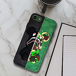iPhone SE 3rd Gen (2022)/2nd (2020) Case for Boys Men, Cool Camo Shark Bear ArmyGreen 3D Cartoon Funny Pattern Shockproof Anti-Scratch Silicone Full Body Protection Designer Case for iPhone 8/7/SE