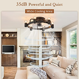 LEDIARY Low Profile Ceiling Fans with Lights Black, Flush Mount Ceiling Fan with Light, Modern Farmhouse Industrial Small Ceiling Fan with Remote for Bedroom,Kitchen,Home